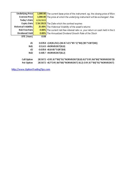 Implementing Black Scholes In Excel 5 Tips Tech Hub At Porterchester