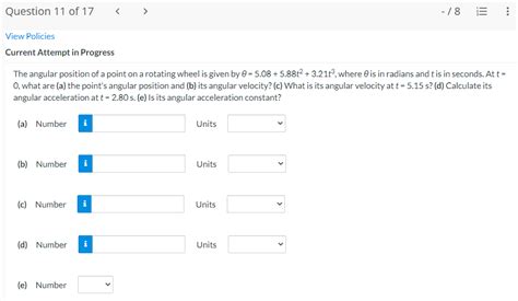 Solved The Angular Position Of A Point On A Rotating Wheel Chegg