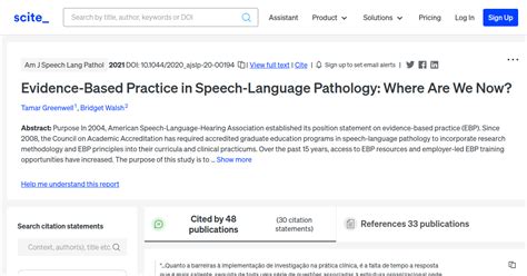 Evidence Based Practice In Speech Language Pathology Where Are We Now [scite Report]