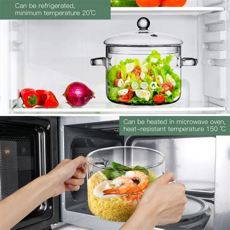 Badu Bg Тенджера за супа от високо боросиликатно стъкло с капак Прозрачна стъклена тенджера с