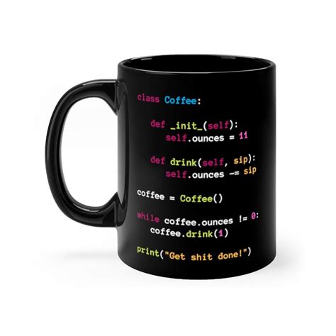 Programmer Coder Engineer Python Black Coffee Mug T Python Etsy