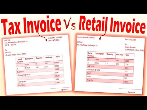 Retail Invoice Tax Invoice What Is Difference New Invoice