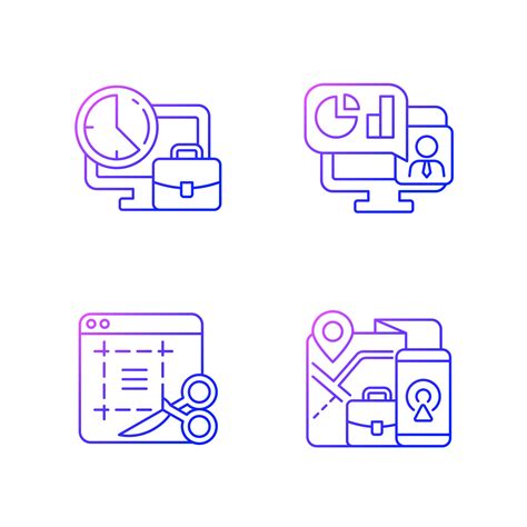 Remote Work Monitoring Gradient Linear Vector Icons Set 2997605 Vector Art At Vecteezy