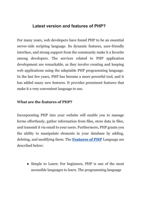 Latest Features Of Php Pdf