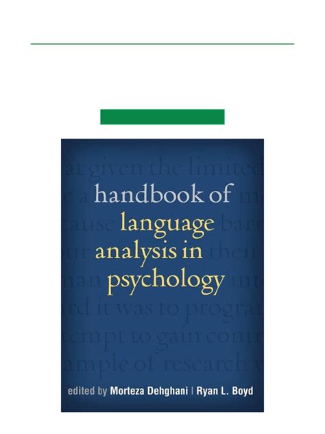 Language Analysis In Psychology Handbook Pdf Psychology Books
