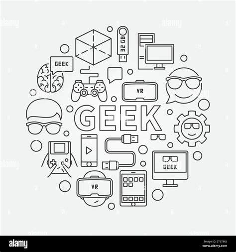 Linear Geek Illustration Vector Round Minimal Symbol In Thin Line Style Made With The Word Geek Linear Geek Illustration Vector Round Minimal Symbol In Thin Line Style Made With The Word Geek