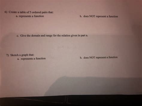 solved 6 create a table of 5 ordered pairs that a