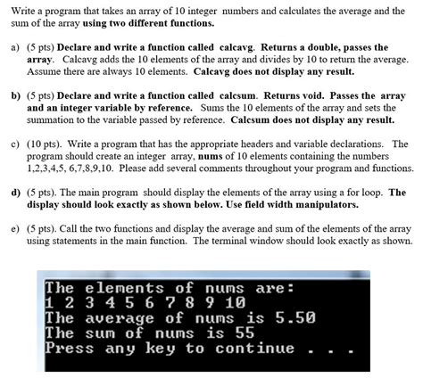solved write a program that takes an array of 10 integer