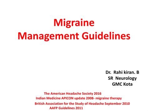 Migraine Management Guidelines PPTX Migraine Management Guidelines PPTX