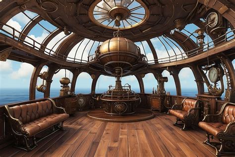 Premium Photo Steampunk Airship Deck 3d Background