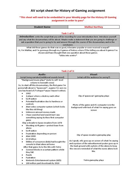 Script For History Of Gaming New New Pdf Video Games