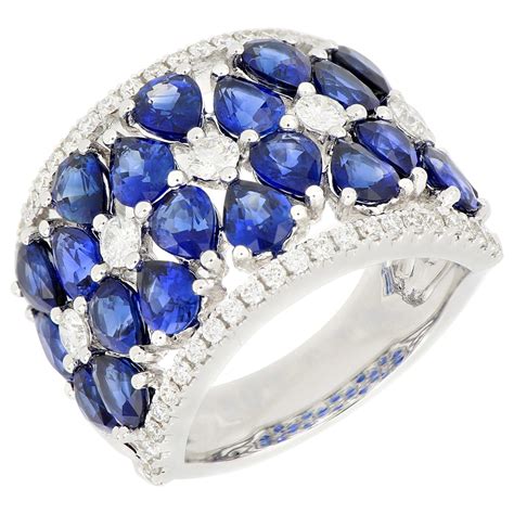 10 Karat White Gold Diamond And Sapphire Ring For Sale At 1stdibs