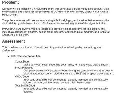 Solved Our Task Will Be To Design A Vhdl Component That