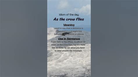 As The Crow Flies English Idiom With Pronunciation Ytshorts Idioms