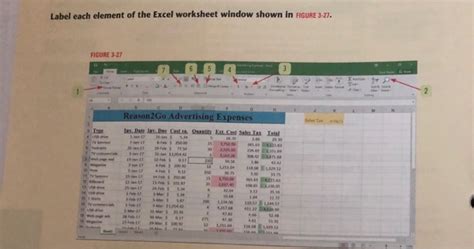 Solved Concepts Review Label The Elements Of The Excel