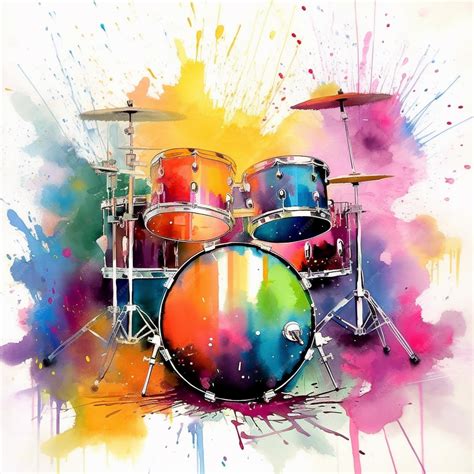 Dynamic Rhythms Vibrant Music Vector Featuring Drums And Percussion Instruments Premium Ai