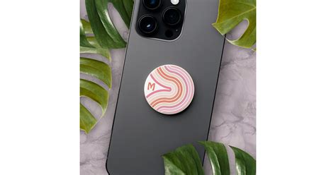 Custom Coral Orange Mauve Blush Pink Art Stripes Popsocket Zazzle