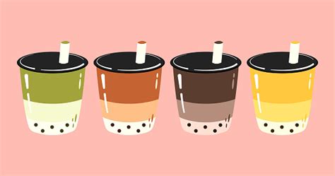 찻잔 디자인 컬렉션 낙서 스타일 배너가 있는 청량 음료 맛있는 타피오카와 진주가 있는 밀크티 광고 차 메뉴 그래픽 템플릿 대만 거품 또는 보바 밀크티가 있는 플라스틱 안경