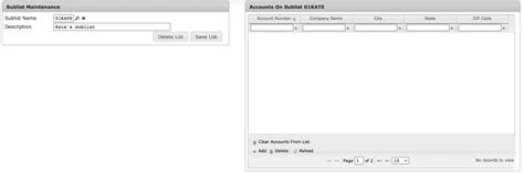 sublist maintenance documentation center
