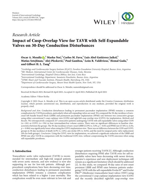 Pdf Impact Of Cusp Overlap View For Tavr With Self Expandable Valves On 30 Day Conduction
