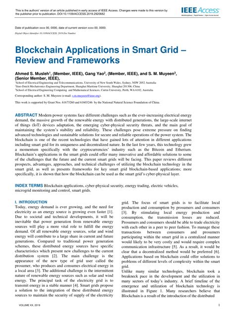PDF Blockchain Applications In Smart Grid Review And Frameworks