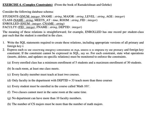 Solved EXERCISE 4 Complex Constraints From The Book Of Chegg Com