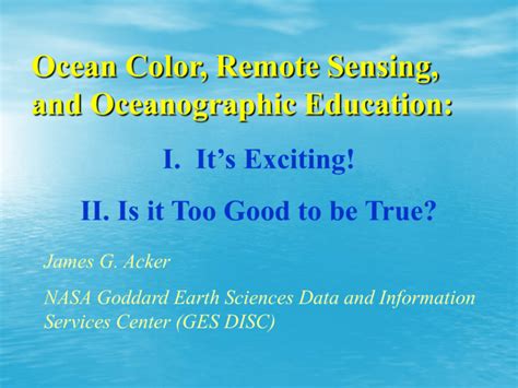 Ocean Color Remote Sensing And Oceanographic Education