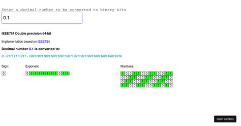 ieee754 float number in bits codesandbox