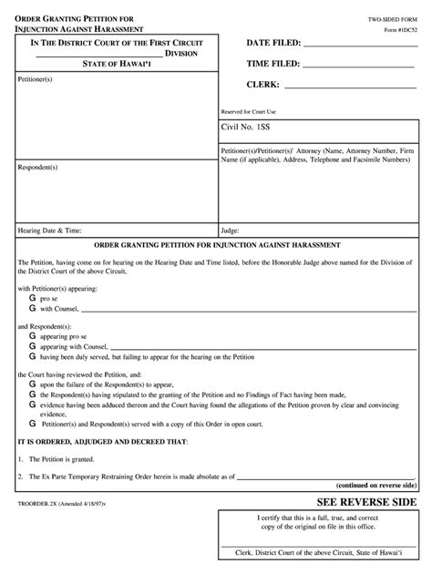 Injunction Against Harassment Hawaii Fill Out And Sign Online Dochub