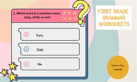 First Grade Worksheets Nouns And Verbs Grammar
