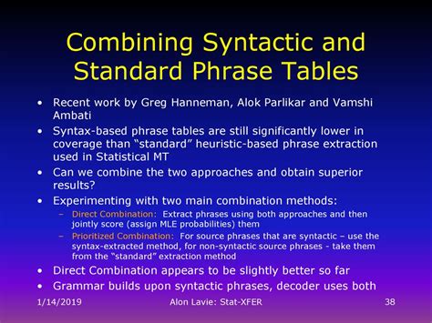 stat xfer a general framework for search based syntax driven mt ppt