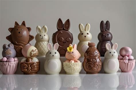 Genderspecific Surprises In Festive Easter Chocolate Egg Assortment Premium Ai Generated Image