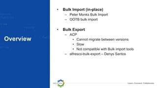 Alfresco DevCon Alfresco Bulk Export Tool PPTX Web Development Internet