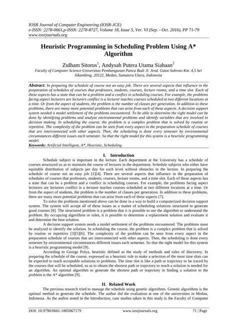 pdf heuristic programming in scheduling problem using a algorithm