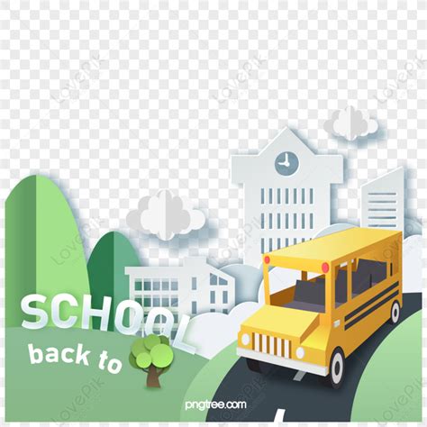 학교 스쿨 버스 종이 절단으로 돌아 가기행복학교 건물 Png 일러스트 무료 다운로드 Lovepik