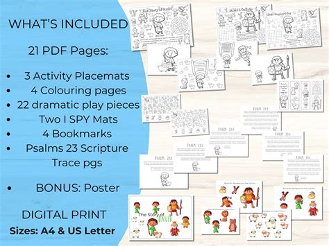David Activity Pages Printable Bible Story Bible Crafts Sunday School Home School Flannelgraph