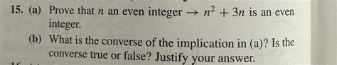 Solved A ﻿prove That N ﻿an Even Integer →n23n ﻿is An