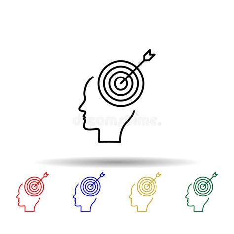 Brain Goal Target Multi Color Style Icon Simple Thin Line Outline Vector Of Creative