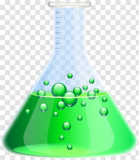 Chemistry Laboratory Flasks Clip Art Green Flask With Water And Bubbles