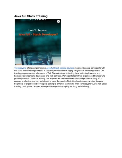 Ppt Java Full Stack Training Thynkbeyond Powerpoint Presentation Free Download Id12144605