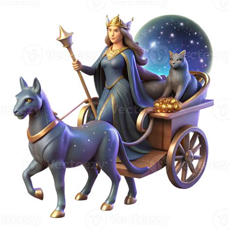 Extraordinary Creative A Wise Norse Goddess Freya Riding Her Chariot