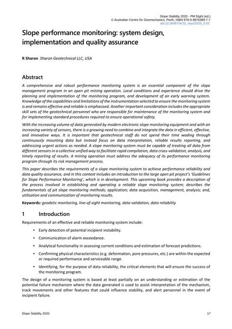 pdf slope performance monitoring system design implementation