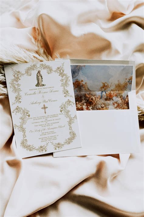Catholic Wedding Invitation Virgin Mary Invitation Baroque Catholic