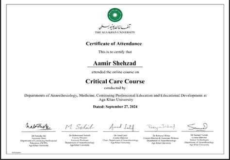 Excited To Share That I Have Completed Critical Care Course With Agha
