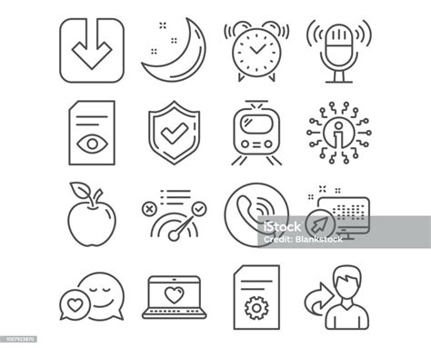 웹 사랑 데이트 및 파일 설정 아이콘입니다 기차 정답 고 부하 문서 표시입니다 벡터 고급에 대한 스톡 벡터 아트 및 기타 이미지 고급 기어 기계 부분 달 하늘