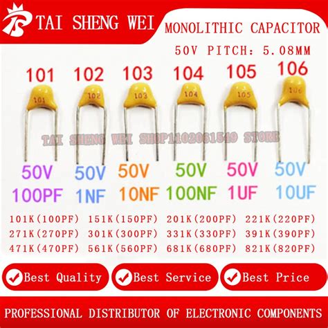 50pcs 50v 모 놀리 식 콘덴서 101 100pf 151 150pf 201 200pf 221 220pf 271 270pf 301 300pf 330pf 390pf