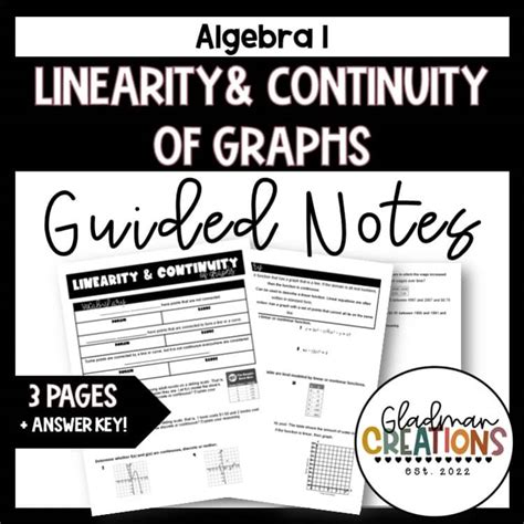 Linearity And Continuity Of Graphs Algebra 1 Guided Notes By Gladman Creations