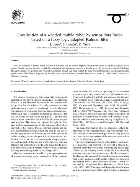 Pdf Localization Of A Wheeled Mobile Robot By Sensor Data Fusion