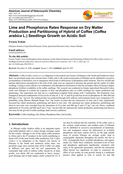 Pdf Ewnetu Teshale Lime And Phosphorus Rates Response On Dry Matter Production And