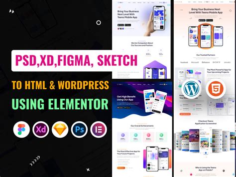 convert html figma psd xd design to wordpress website by elementor
